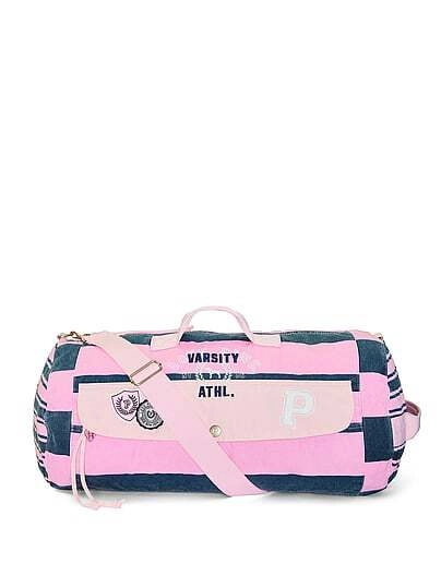 Pink Canvas Rolled Duffle Bag - Print