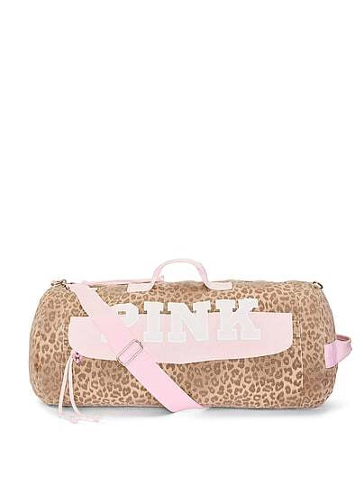Pink Canvas Rolled Duffle Bag - Print
