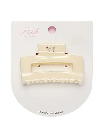 Pink Hair Claw Clip With Logo - Beige