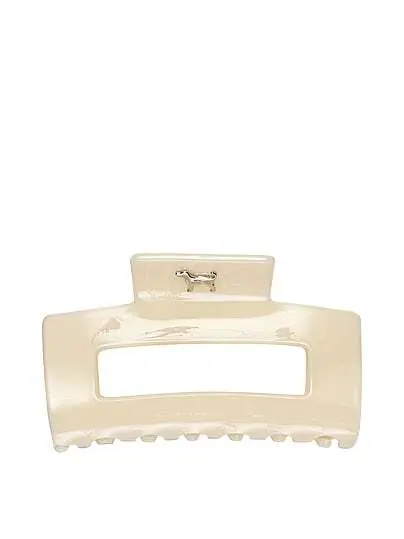 Pink Claw Clip With Dog Detail - Beige