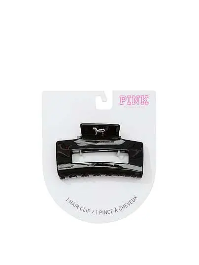 Pink Hair Claw Clip With Logo - Black