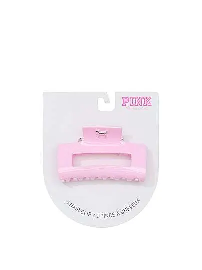 Pink Hair Claw Clip With Logo - Pink