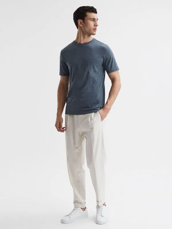 REISS Blessairforce Melange Bless Crew Neck T-shirt - Blue