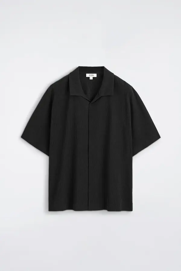 Cos Crinkled-cotton Shirt - Black