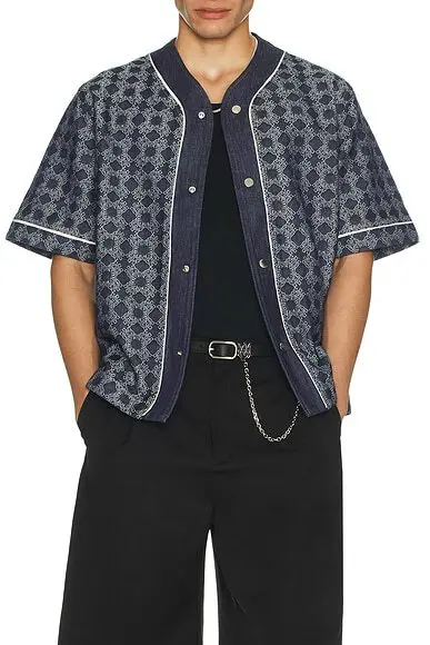 Amiri Ma Quad Denim Baseball Shirt
