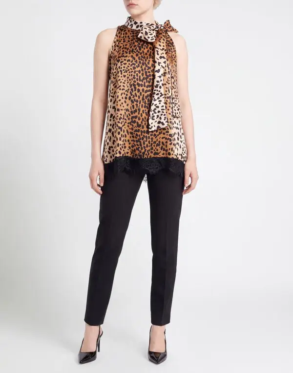 Liu Jo Floral-print Sleeveless Bow Blouse - Camel
