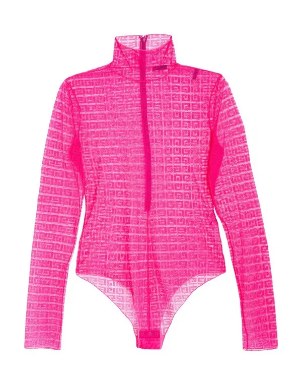 Givenchy Logo Print Tulle Bodysuit