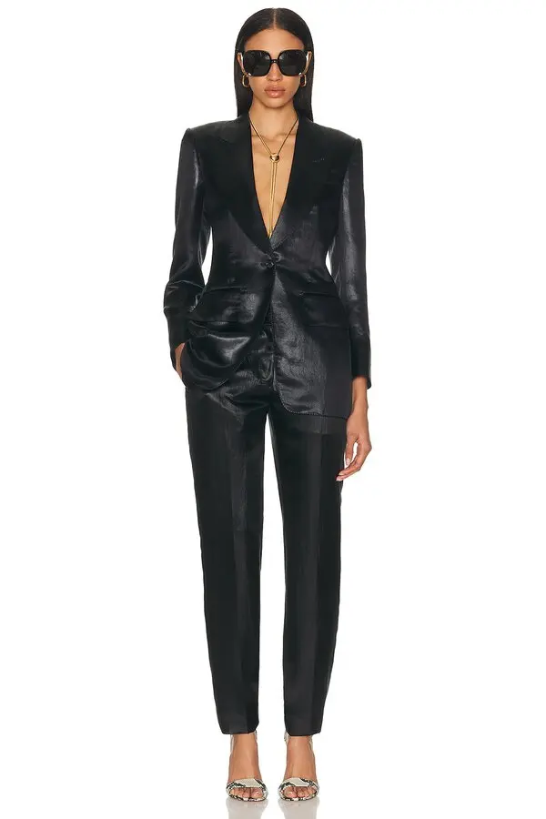 TOM FORD Single-breasted Peak Lapel Jacket - Black