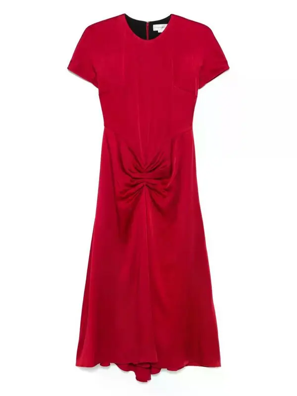 Victoria Beckham Draped Satin Midi Dress - Red