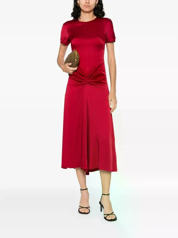 Victoria Beckham Draped Satin Midi Dress - Red