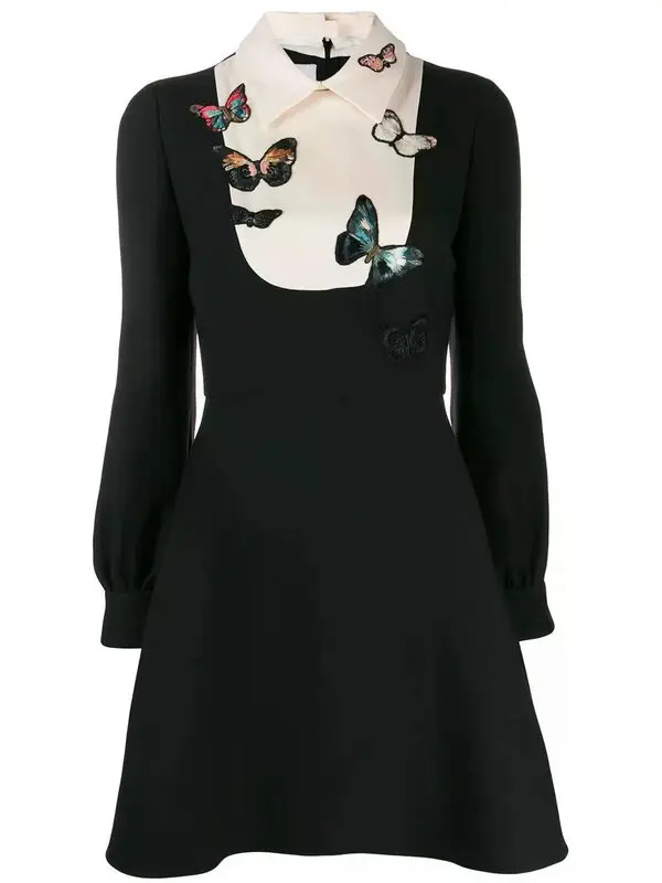 Valentino Garavani Embroidered Butterfly Flared Dress