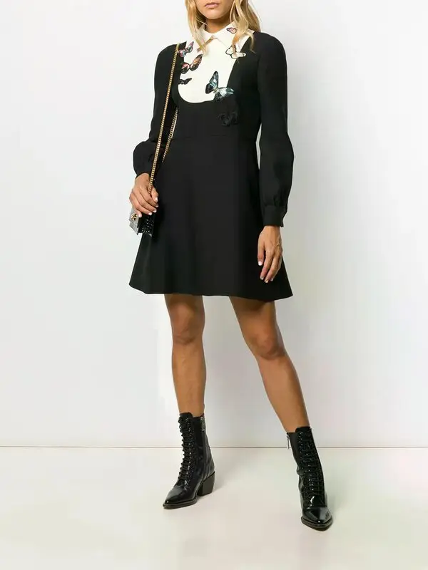 Valentino Garavani Embroidered Butterfly Flared Dress