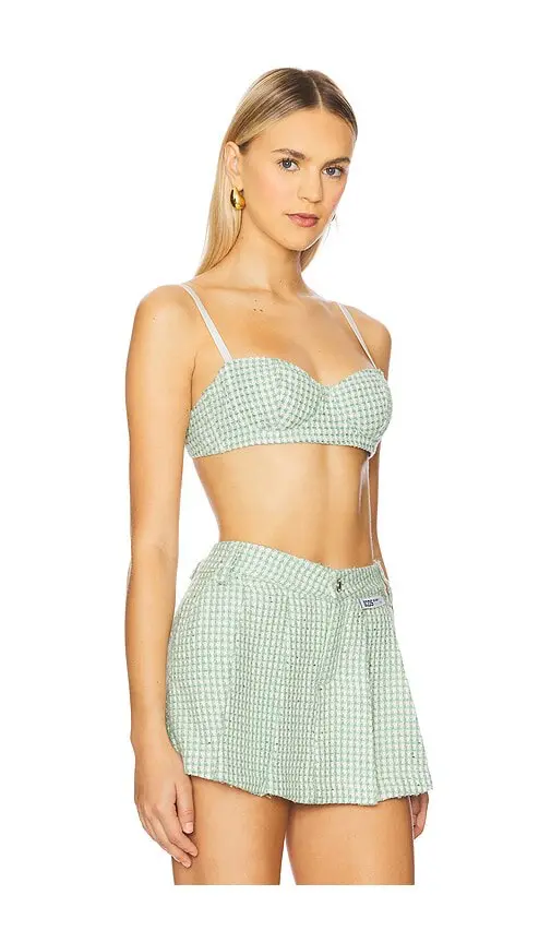 Gcds Tweed Bra In Sage