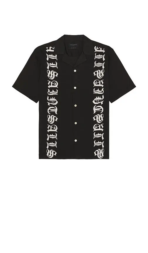 ALLSAINTS Scripture Short Sleeve Shirt In Black - Faded Black
