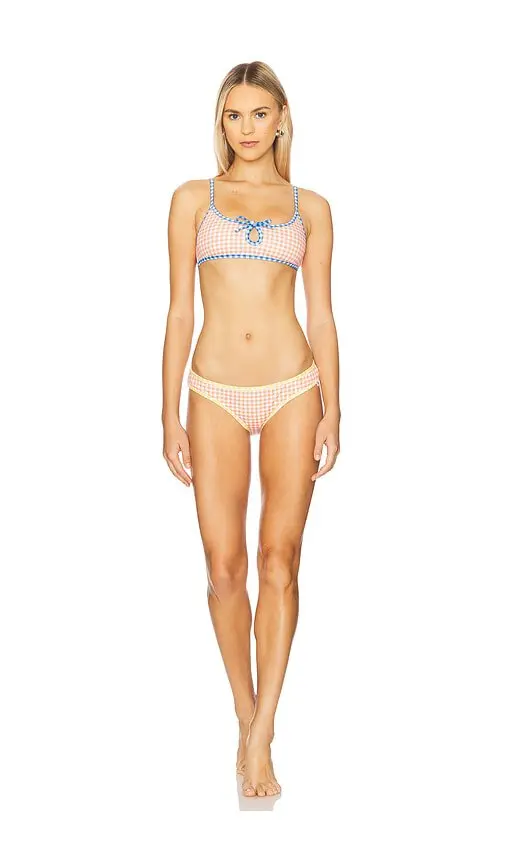 Caroline Constas Ayana Bikini Bottom - Salmon Gingham