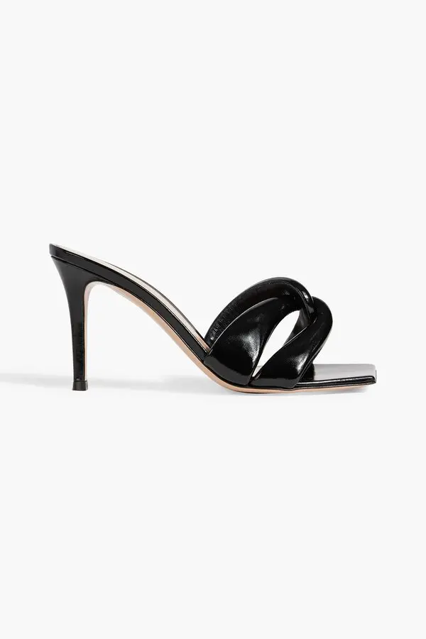 GIANVITO ROSSI Amour Twisted Patent-leather Mules - Black