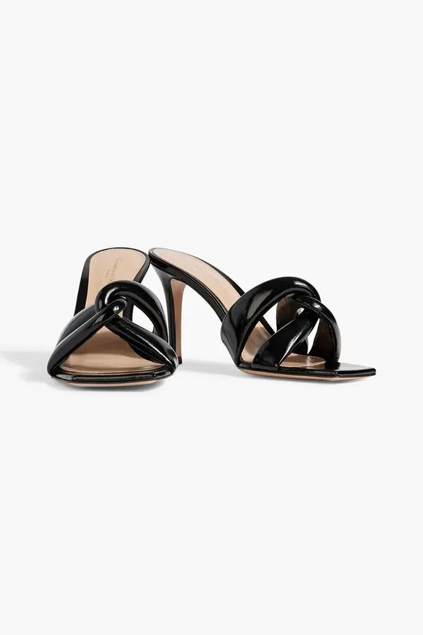 GIANVITO ROSSI Amour Twisted Patent-leather Mules - Black