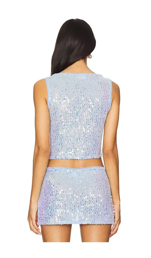 LOVERS AND FRIENDS Erin Sequin Top - Light Blue Sequin