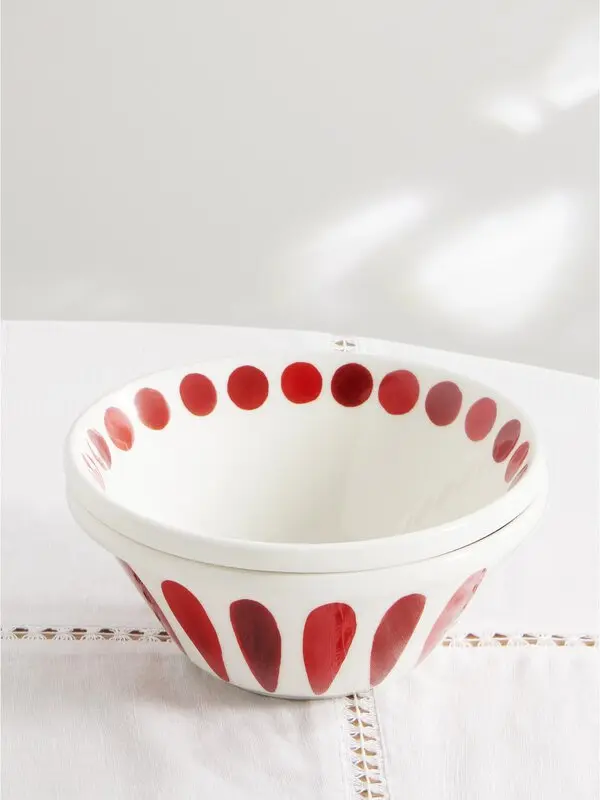 Themis Z Helios Set Of Two Painted Porcelain Bowls - Red