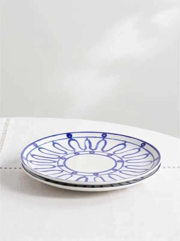 Themis Z Kyma Painted Porcelain Dessert Plate - Blue