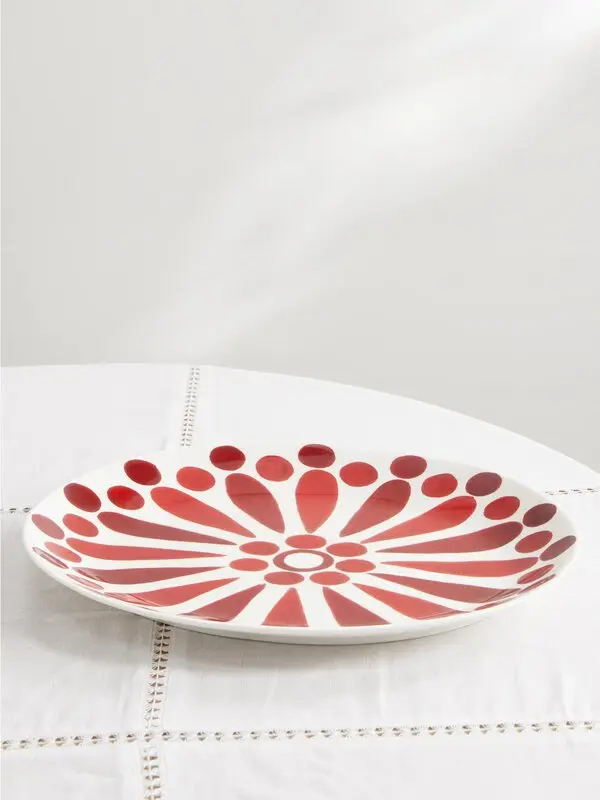 Themis Z Helios Painted Porcelain Serving Platter - Red