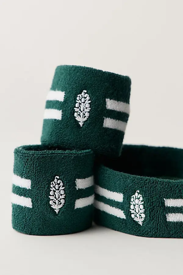 Free People Set Point Sweatband Set - Green Stripe