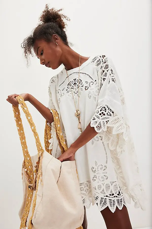 free people cream dress Cream Floral Print Smocked Mini Dress