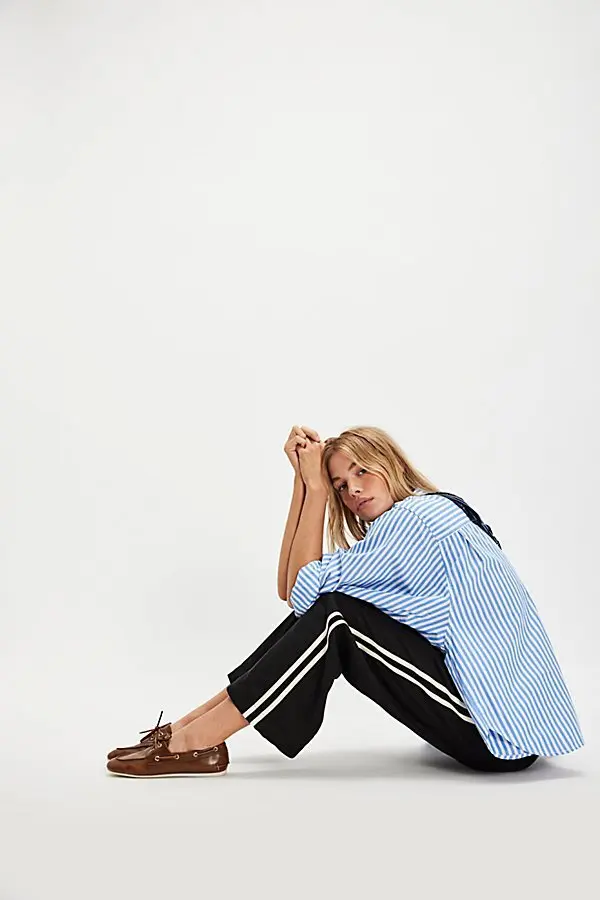 Donni. Linen Stripe Crop Track Pants