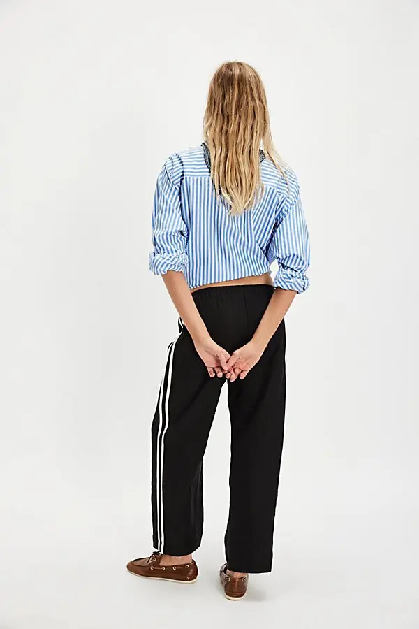 Donni. Linen Stripe Crop Track Pants