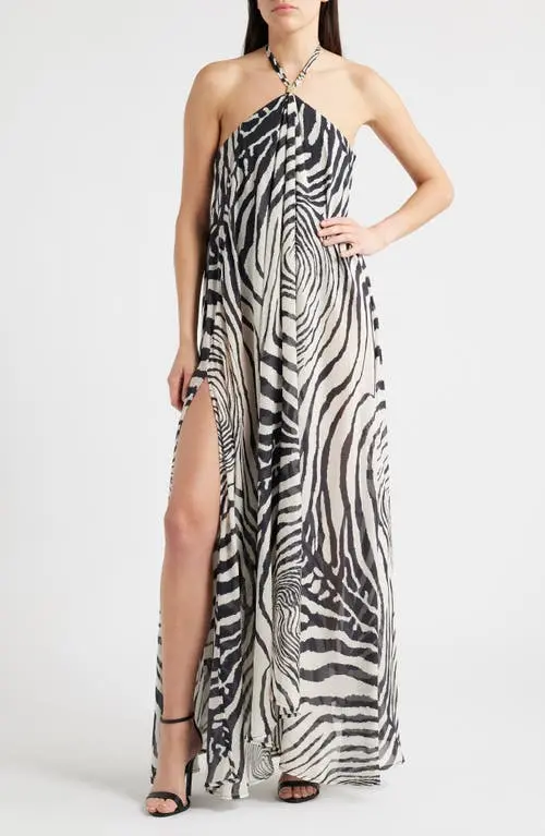 DELFI COLLECTIVE Isla Print Halter Silk Maxi Dress