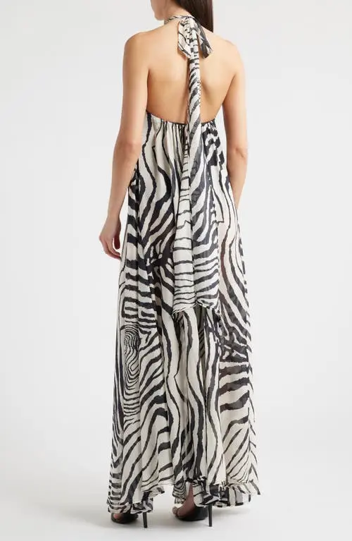 DELFI COLLECTIVE Isla Print Halter Silk Maxi Dress