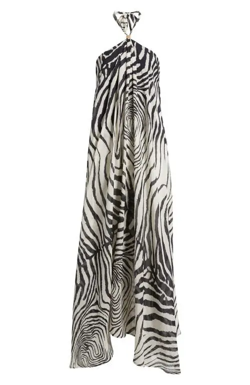 DELFI COLLECTIVE Isla Print Halter Silk Maxi Dress