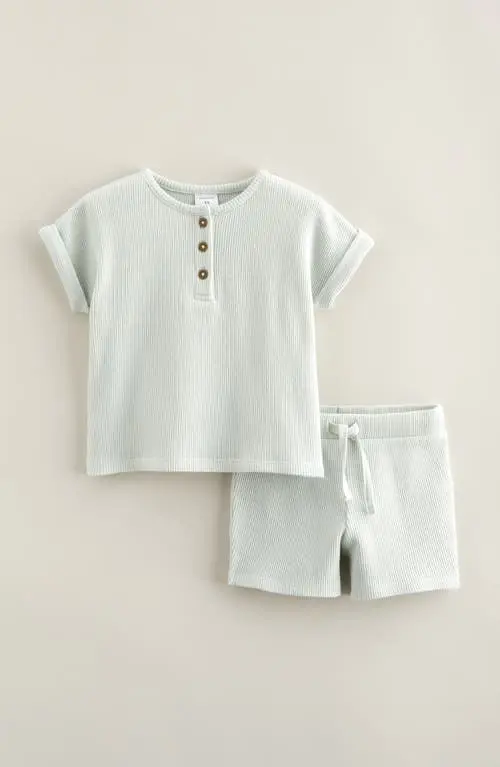 Nordstrom Waffle Knit Henley & Shorts Set - Green Hush