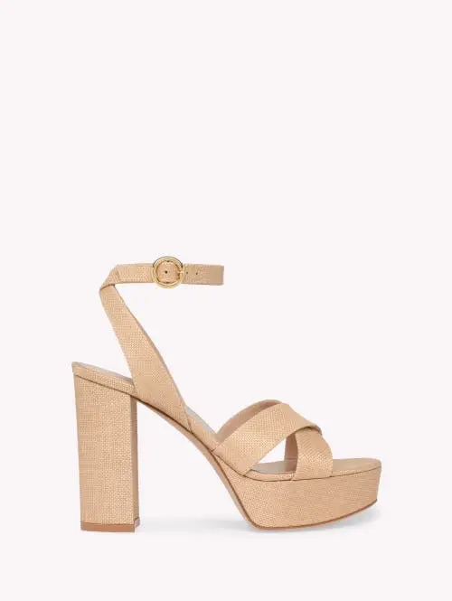 GIANVITO ROSSI Sabrina Platform Sandal - Beige Linen