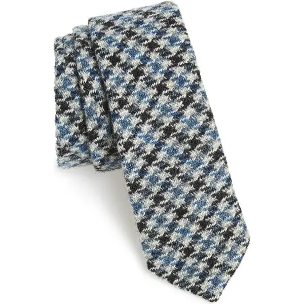 W.R.K Houndstooth Wool Neck Tie - Grey