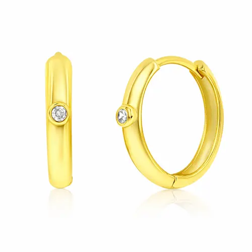 DONATELLO GIAN Sterling Silver Crystal Hoop Earrings - Gold