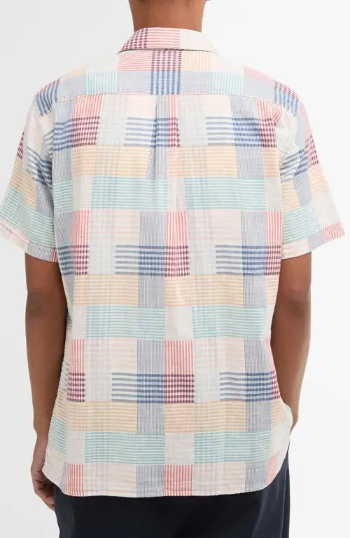 Barbour Oakshore Patchwork Print Short Sleeve Slub Cotton Button-up Shirt