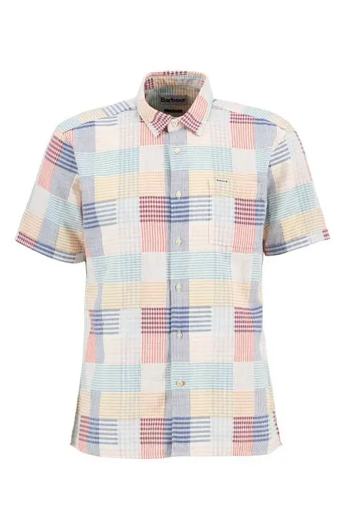 Barbour Oakshore Patchwork Print Short Sleeve Slub Cotton Button-up Shirt