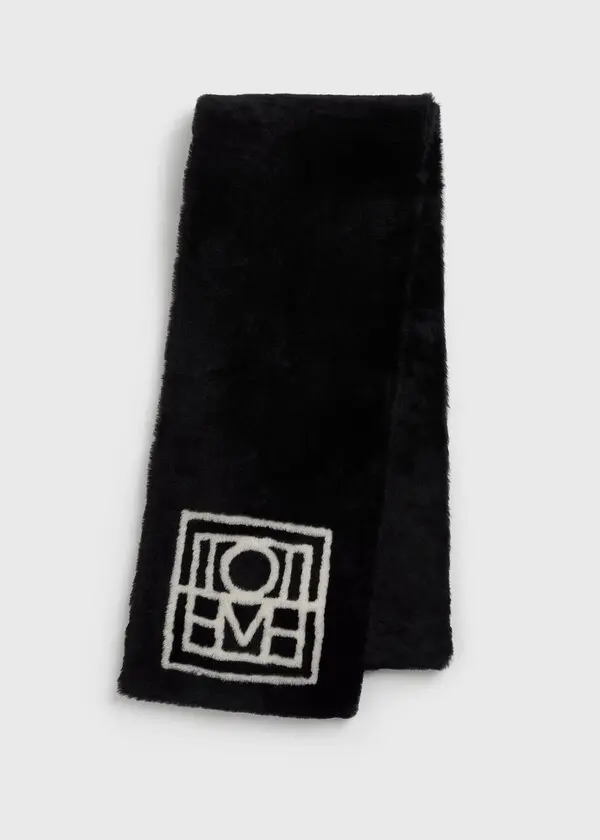 TOTEME Monogram Shearling Scarf - Black