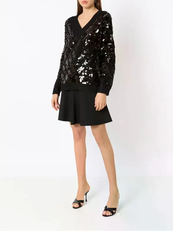 Valentino Garavani Sequin-embellished V-neck Jumper