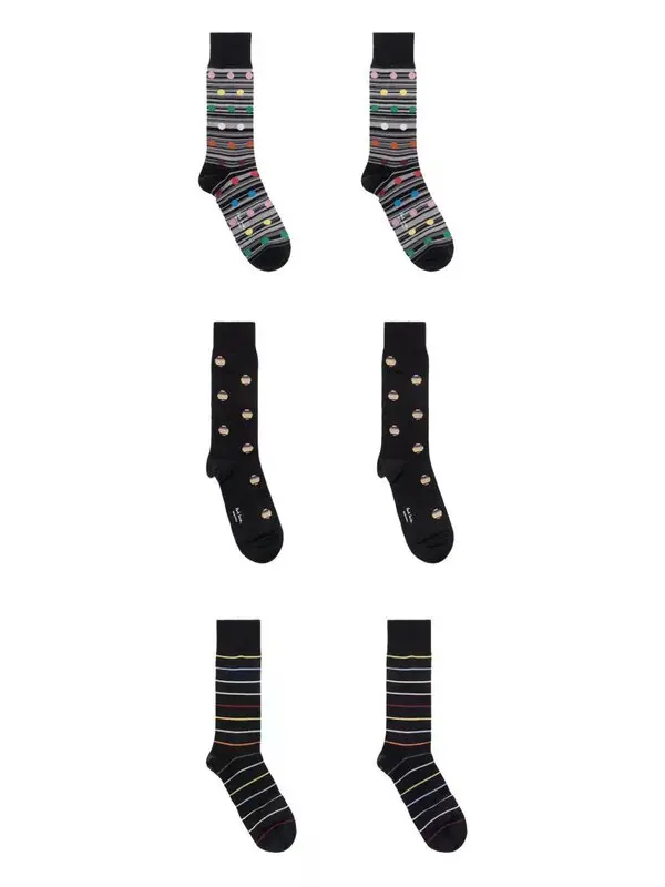 Paul Smith Striped And Polka-dot Socks Set - Black