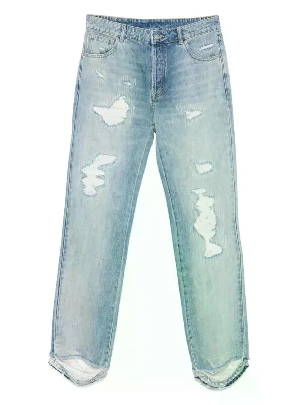 COLE BUXTON Distressed Straight-leg Jeans
