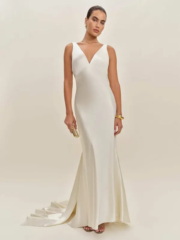 REFORMATION Margot Silk Dress - Ivory