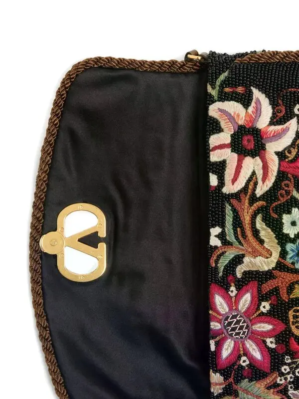 Valentino Garavani Devain Embroidered Shoulder Bag - Black