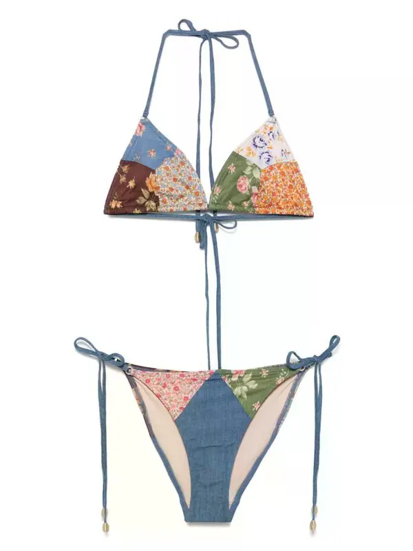 Zimmermann Patchwork-print Bikini Set - Blue