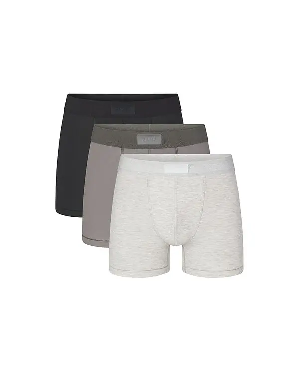 SKIMS Stretch Cotton 3 Boxer Briefs, 3-pack - Heather Multi