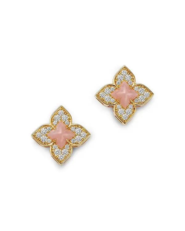 Roberto Coin 18k Yellow Gold Venetian Princess Carnival Opal And Diamond Stud Earrings - Pink/gold