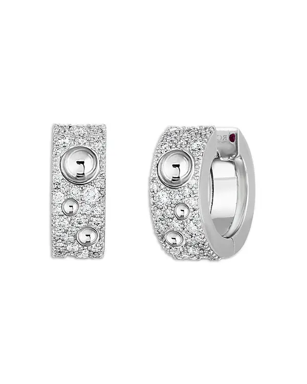Roberto Coin 18k Diamond Hoop Earrings - White Gold