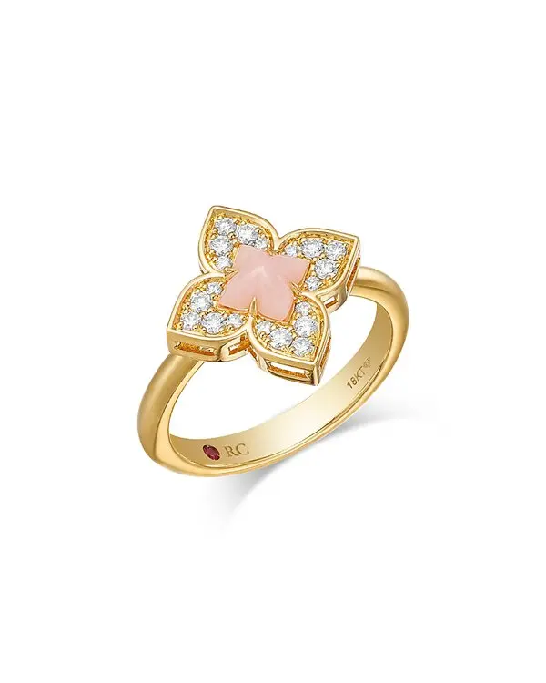 Roberto Coin 18k Yellow Gold Venetian Princess Ring With Opal And Diamonds - Pink/gold