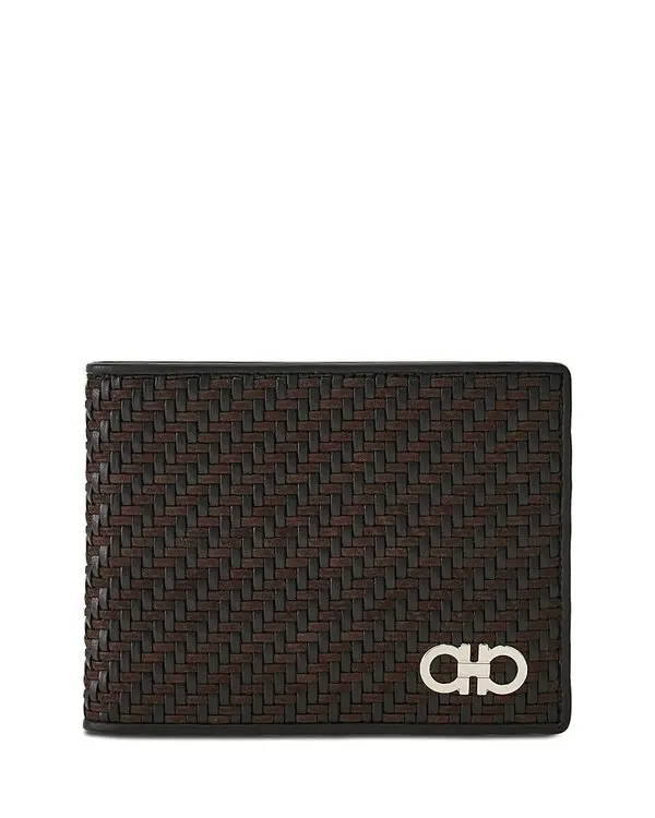 FERRAGAMO Gancio Woven Cardholder - Brown